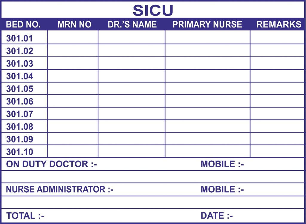 SICU PATIENT INFORMATION BOARD MADE BY ACRYLIC SHEET – Gurukrupa Art